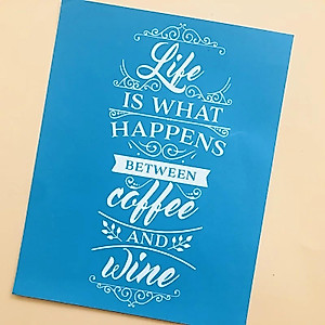 MANGOUSONG Screen Printing Kit,22x28cm Life is What Happens Between Coffee and Wine Mesh Screen Stencils Self-Adhesive Silk for Canvas Bag Printing