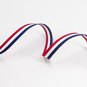 Ribbli Red/White/Blue Striped Grosgrain Ribbon,3/8-Inch x10-Yard,Use for Gift Wrapping,Party Decoration,All Crafting and Sewing