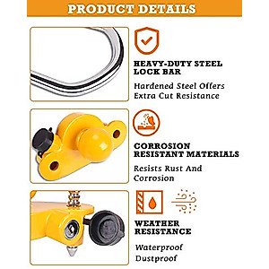 Turnart Trailer Lock, Hitch Lock, Trailer Hitch Lock, Trailer Coupler Lock, Trailer Tongue Lock, Adjustable, Heavy-Duty Steel, Universal Size Fits 1-7/8", 2", and 2-5/16" Couplers (Yellow-A)