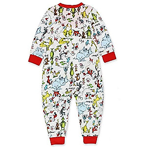Dr. Seuss Grinch Cat in The Hat Infant Baby Footless Sleeper Pajamas (18 Months, White/Multi)