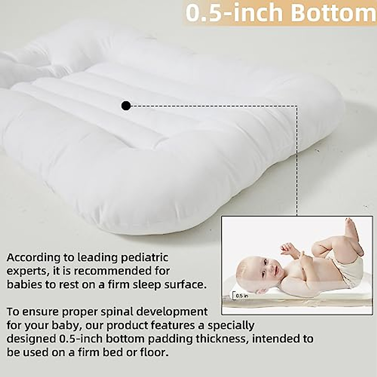 ZonLi Baby Lounger for Newborn, Baby Nest for 0-9 Month, Portable Nest Sleeper for Infant with 100% Cotton Muslin Cover - Breathable, Natural(Beige)