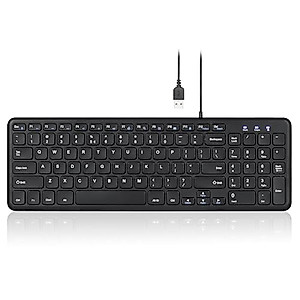 Perixx PERIBOARD-213U Wired Silent USB Scissor Keyboard - 14.45x4.76x0.70 Inches Compact Design with Number Pad - Black - US English (PB-213BUS-11738)