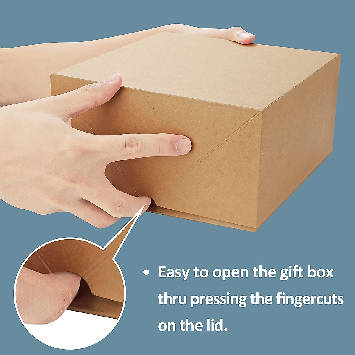 ValBox Premium Gift Boxes 10 Pack 8 x 8 x 4 Brown Paper Gift Boxes with 20 Meters Hemp Rope for Christmas Gifts, Bridesmaid Proposal Boxes, Easy Assemble Boxes