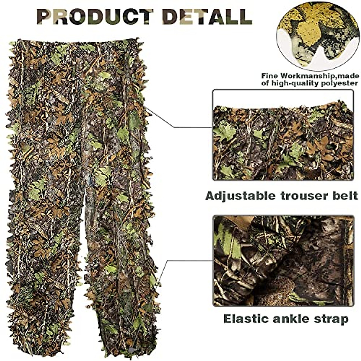 Ghillie Suit 3D Leafy Camo Suit Youth Adult Lightweight Hunting Camouflage Suits Turkey Camo Hunting Gear Camo Clothing Hooded Apparel Gilly Suit for Hunting Shooting Airsoft Wildlife Photography