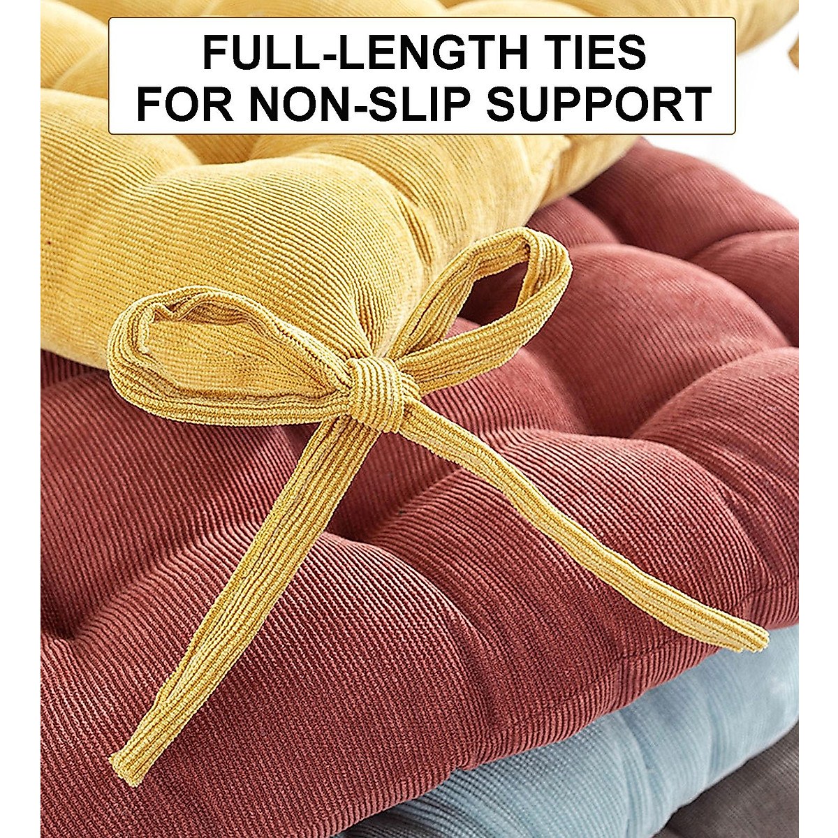 WJXBoos Set of 2 Chair Pads,Rectangle Seat Pads,Super Soft Stool Cushions Square Seat Cushions with Ties for Small stools School Office (Grey,16"*16"*2")