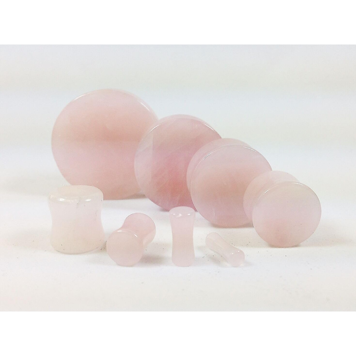 Lobal Domination PAIR of Rose Quartz Organic Stone Plugs Gauges - up to 38mm available! (1&3/8" (35mm))
