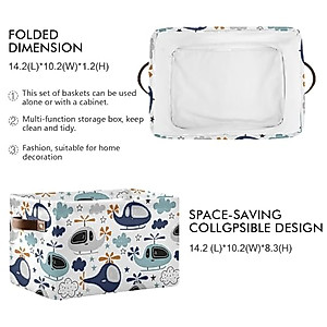 Helicopter Cloud Star Storage Basket Bins Decorative Toy Organizer Bins Laundry Hamper Baskets with Handles for Home Boys Girls Office Closet Shelf Nursery Baskets,1 pcs