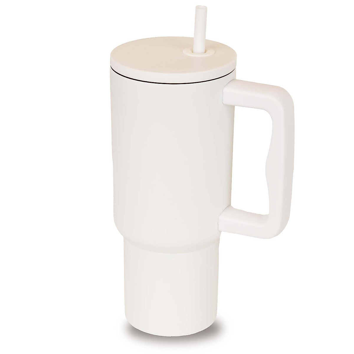 HIZEE 40 oz Tumbler with Handle and Straw,Reusable Stainless Steel Water Bottle Travel Mug Cupholder Friendly,Keeps Cold for 34 Hours, Gifts for Women Men Him Her(white)