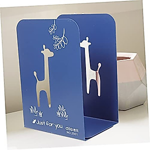 Operitacx 8 Pcs Book Stand Office Decor Office Bookshelf Desktop Decor Metal Bookstand Books Support Convenient Book Ends File Book Stands Study Book Organizer Crafted Book Stands Iron Blue