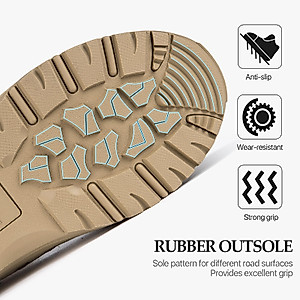 FREE SOLDIER Men's Tactical Boots 8 Inches Lightweight Combat Boot Durable Suede Leather Military Work Boots Desert Boot (Tan, 10.5)