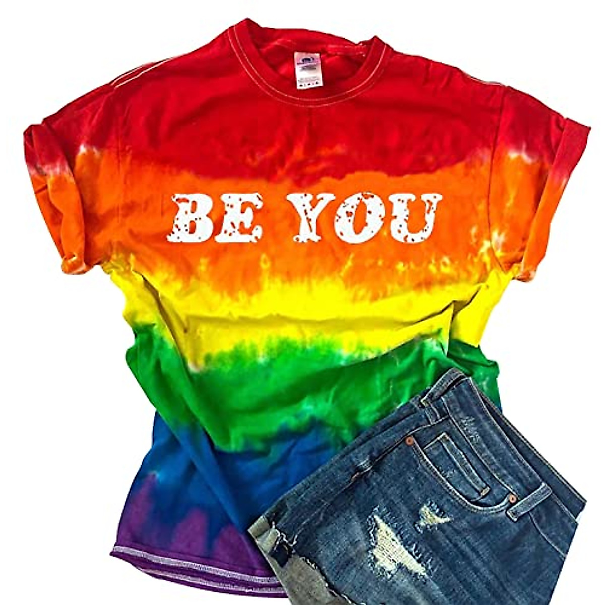 Love Wins Gay Pride Tshirt Women Tie Dye LGBT Rainbow Graphic Shirt Rainbow Pride Lesbian Short Sleeve Casual Top Tees(Colorful3,XL)