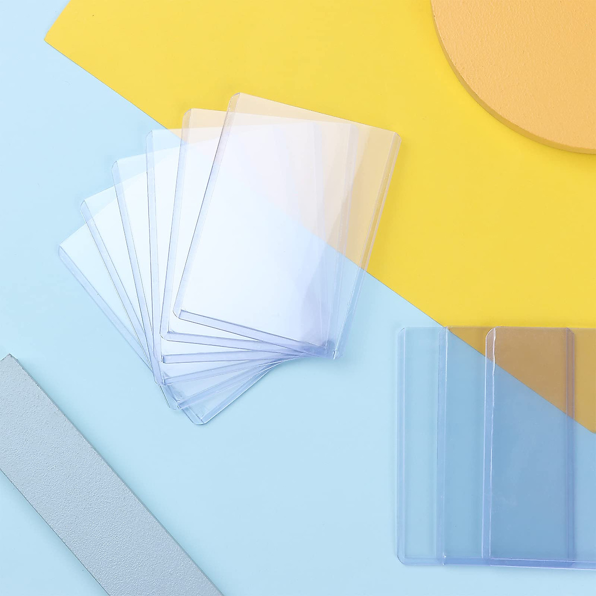 100 Pcs Topload Card Sleeves Transparent Top Loader Card Holders Protectors Thick Trading Card Top Loads Holder Easel Stands Clear Protective Sleeves Case for Baseball,Sports,Trading Cards(3x4 Inches)