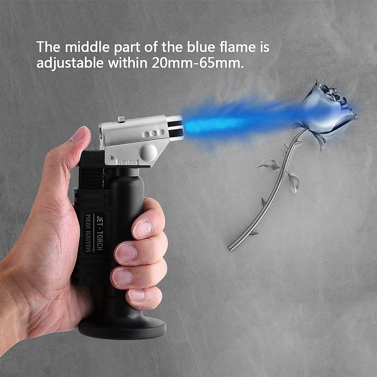 Kitchen Torch, Refillable Butane Torch Lighter Blow Torch with Safety Lock and Adjustable Flame for Baking, Cooking, Gold and Silver Jewelers, Metal Welding(Butane Gas Not Included)