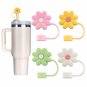 4Pcs Silicone Straw Covers Compatible with Stanley Cups, Dust-Proof Straw Caps for Water Bottles