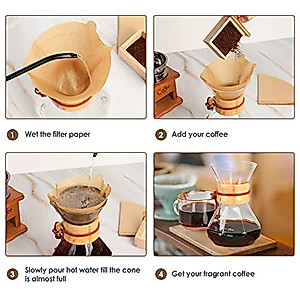 Puricon Pour Over Coffee Maker with V60 Paper Filter 40 Sheets, Holds 1 to 2 Cups, 15oz Coffee Dripper Set Borosilicate Glass Coffee Carafe Brewer, Coffee Server for Home Café Restaurant Camping