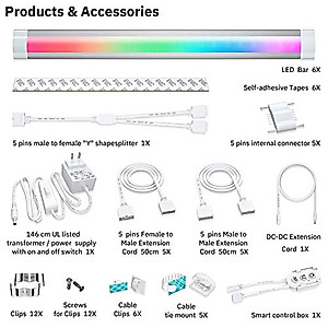 Smart Light Strip Uner Cabinet Lighting RGB Muti-Color Strips Light for Child Bed Room,Gaming,Movie Night,Sideboard Ambient Lighting Decor,Works with Alexa,Google Home Voice Speaker,Phone App,6pcs