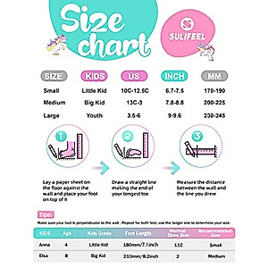 SULIFEEL Rainbow Unicorn 4 Size Adjustable Light up Roller Skates for Girls Boys for Kids Medium