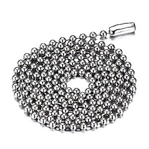 SINLEO Titanium Stainless Steel Small Beads Ball Chain Necklace for Men Women Dog Tag Link Chain Silver 2MM 24 Inches
