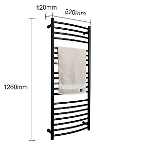 Bathroom Electric Towel Warmer, Intelligent 20-Bar Wall Mounted Heated Towel Rack, Modern 304 Stainless Steel Heated Towel Rail with On/Off Switch, 173W,Black,Hardwired