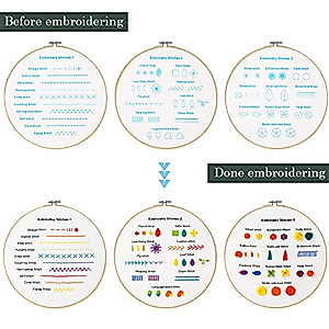 Santune Embroidery Kit - 3pcs Embroidery Patterns with Instructions for Beginners Cross Stitch Kits for Adults with 1 Embroidery Hoops, Color Threads and Needles, Good Hobbies for Women
