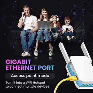 All-New2023 WiFi Extender 1.2Gb/s Signal Booster – Dual Band (5GHz / 2.4GHz) New Generation up to 4X Faster, Longest Range Than Ever Super Antennas, Signal Amplifier w/Ethernet Port, Alexa Compatible
