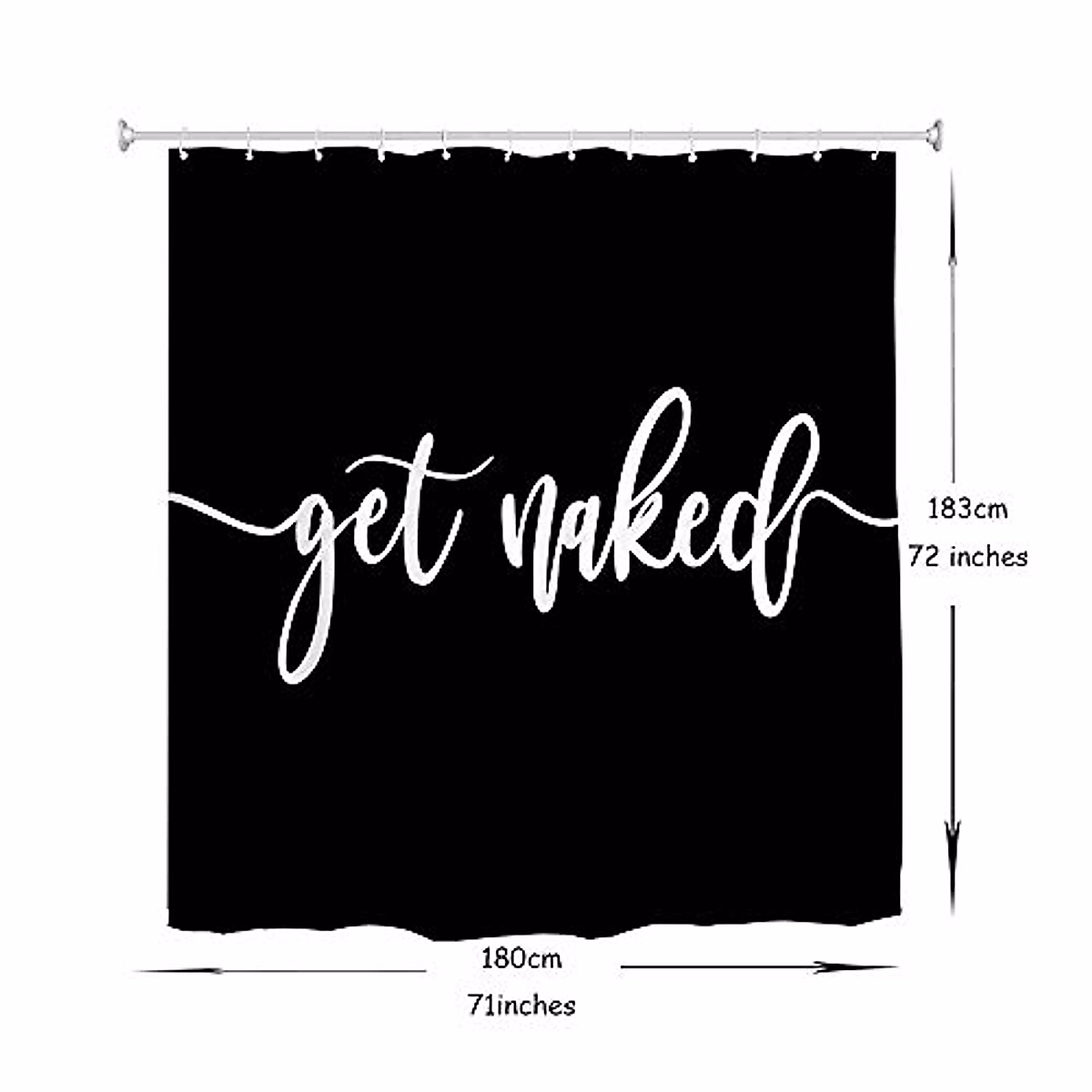 IcosaMro Get Naked Shower Curtain Set with Rugs and Accessories Black and White Bathroom Set 4 Pcs (Bath Mat, U Shape Rug, Toilet Lid Cover Mat and 12 Hooks) Boho Bathroom Decorations