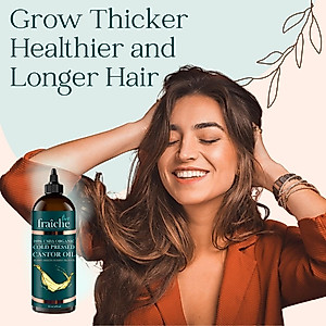 Organic Castor Oil (16oz) - Pure Castor Oil Organic Hexane Free Cold Pressed Unrefined Bottle - Natural Hair Growth Oil for Moisturizing & Healing Dry Skin - Castor Oil for Skin & Hair Treatment Oil