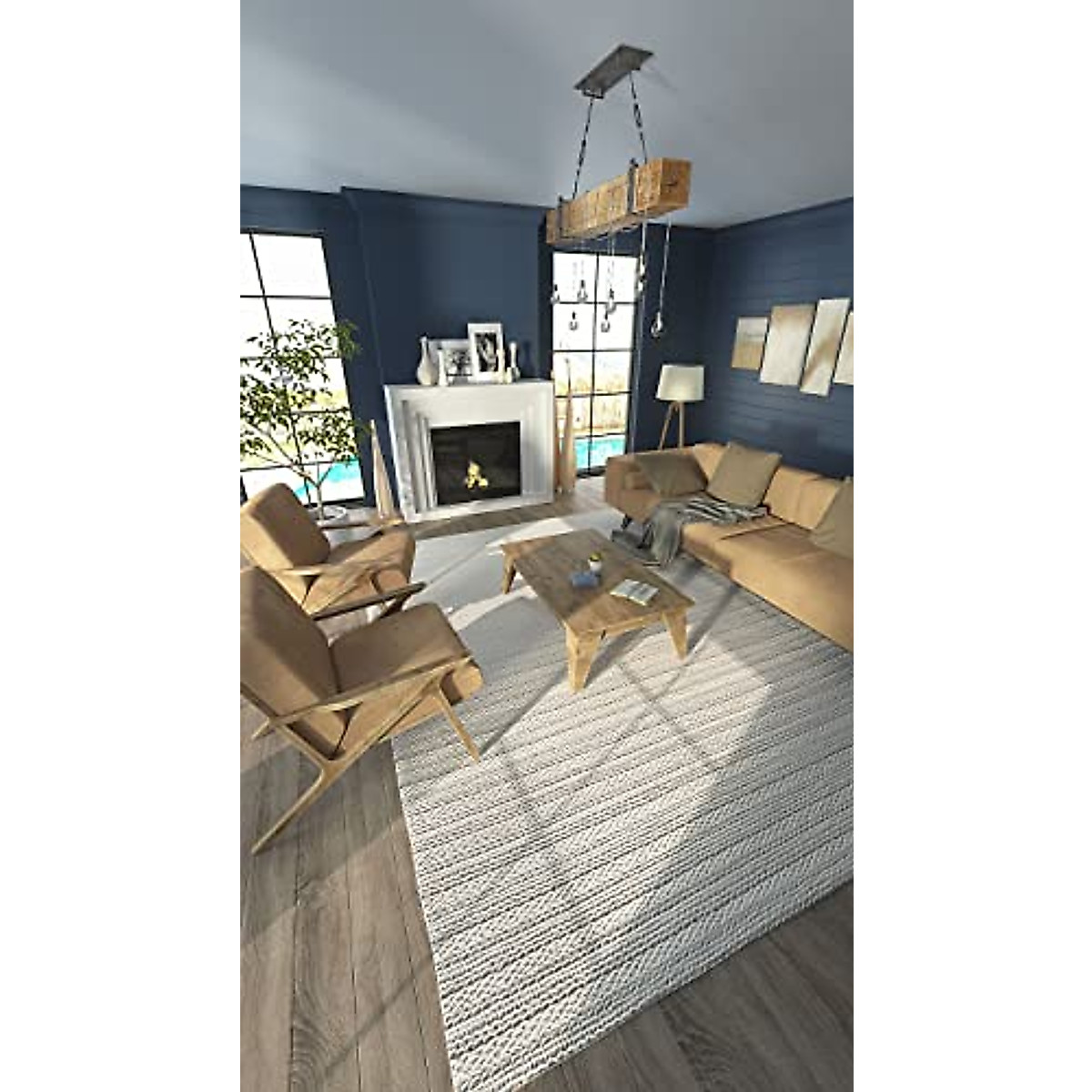 Momeni Andes Wool and Viscose Area Rug, 7'9" X 9'9", Ivory