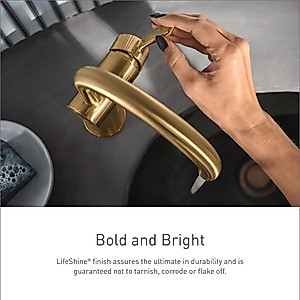 Moen Brushed Gold Flara One-Handle Single Hole Bathroom Faucet with Drain Assembly, S6981BG