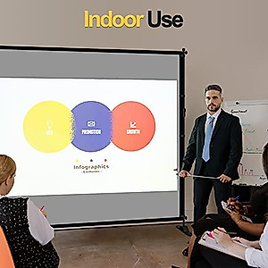 EMART Portable Projector Screen with Stand 120 inch, Outdoor Movie Screen Bundle 16:9 4K HD with Carrying Bag, Sandbags for Home Theater, Camping,Backyard Cinema Travel, Movie Nights