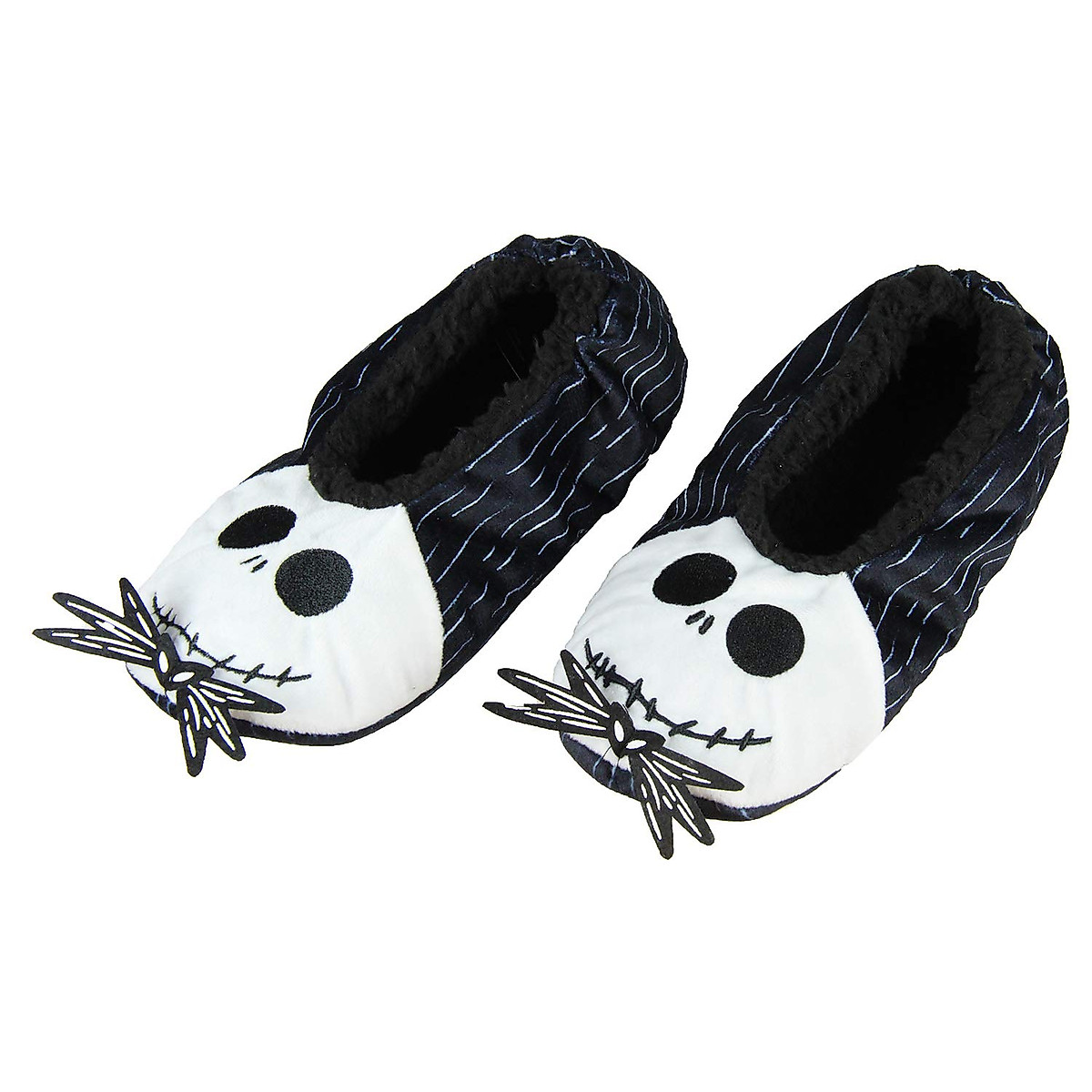 Bioworld The Nightmare Before Christmas Slippers Jack Skellington Character Slipper Socks with No-Slip Sole For Women Men (Large)