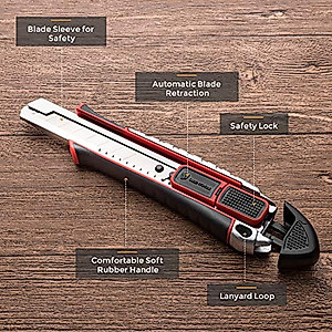 ORIENTOOLS Utility Knife Box Cutters Retractable 2-Pack Set, Snap Knife, Rust-proof Zinc Alloy Body for Heavy Duty Office, Home, Hobby for Cutting Boxes, Carpet, Rope
