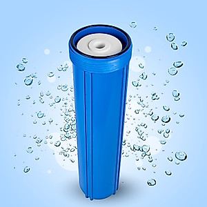 High Capacity 20 x 4.5” Blue Whole House Water Filter Purifier System with Presser Relief Button, 1” Inlet/Outlet Brass Port & Yearly Supply (3) Coconut Shell Activated Block Carbon Cartridges