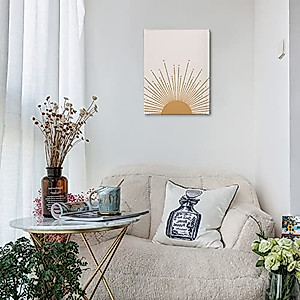 PHAMTE Mid Century Modern Boho Sun Wall Art, Minimalist Sun Sunset Sunrise Sunshine Nursery Print Framed Canvas Painting Artwork Home Bathroom Girls Room Kitchen Office Decor（11x14 Inch）