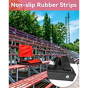 Ohuhu Stadium Seats with Back Support Bleacher Chairs with Backrest Portable Bleacher Seat with Shoulder Straps and Hook for Sports Events Baseball Soccer Kayak Boat, Red