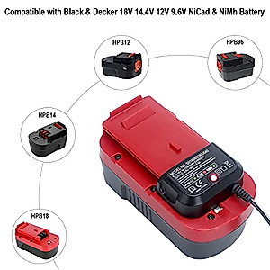 Elefly 9.6V-18V Replacement for Black & Decker Battery Charger 90556254-01, Compatible with Black and Decker 18V 14.4V 12V 9.6V NiCad & NiMh Battery HPB18 HPB18-OPE HPB14 HPB12 HPB96