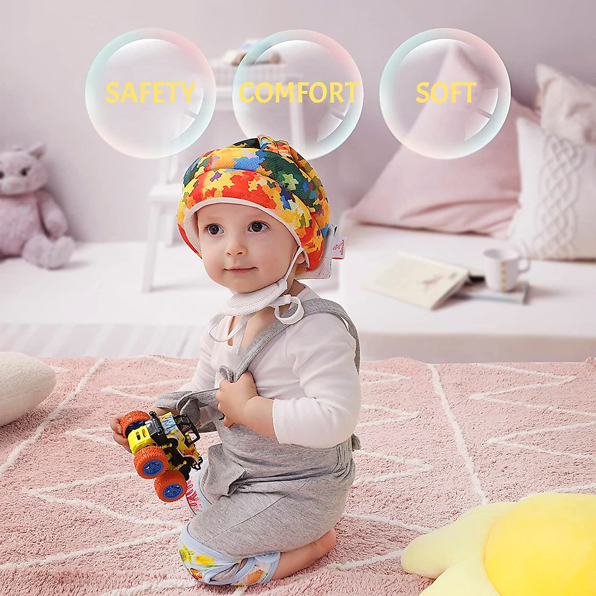 Baby Safety Support Helmet Toddler Adjustable Head Protector Hat Infant Breathable Bumper Headguard Cap for 6 Month to 8 Year