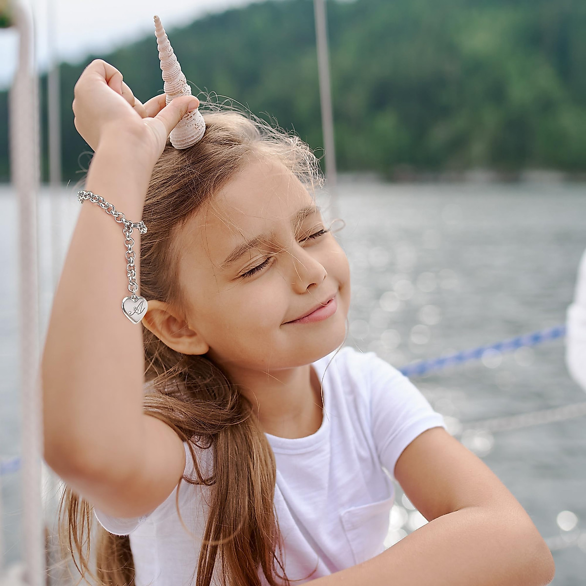 SANNYRA Charms Bracelets for Women | Heart Charm Initial Bracelet Trendy | A Letter Stainless Steel Bracelet Jewelry Confirmation Gifts Ideas for Christmas Birthday