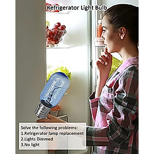 2Pcs Fridge Light Bulb Replacement T8 E17 40Watt Light Bulb Fit for Whirlpool KitchenAid Electrolx Kenmore Frigidaire Refrigerator 297048600 241552802 AP3770086 1056577 AH976993 EA976993 PS97699