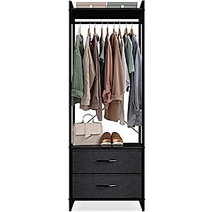 Sorbus Clothing Rack with Drawers - Clothes Stand Dresser - Wood Top, Steel Frame, & Fabric Drawers - Tall Closet Storage Organizer - Garment Rack for Hanging Shirts, Dresses, & Jackets