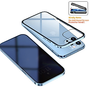 ESTPEAK Compatible with iPhone 13 Pro Max Anti Peep Magnetic Double-Sided Privacy Screen Protector Clear Back Metal Bumper Privacy Anti Spy Phone Case