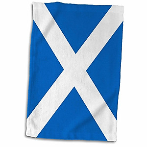 3D Rose Flag of Scotland-Scottish Blue with White Saint Andrews Cross Saltire-Scots UK United Kingdom Towel, 15" x 22", Multicolor