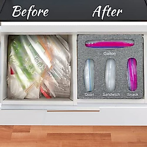 Collapsible Fabric Storage Bag Organizer | Fits Ziploc, Hefty | Neatly Organizes Plastic Bags | Ideal for Kitchen Drawers