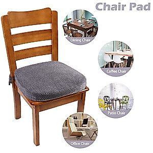 Big Hippo Chair Cushion with Ties for Dining Chair Memory Foam Kitchen Dining Chair Pad Non Slip Dining Room Seat Cushion with Machine Washable Cover,17"x16"(1 Pack, Grey)