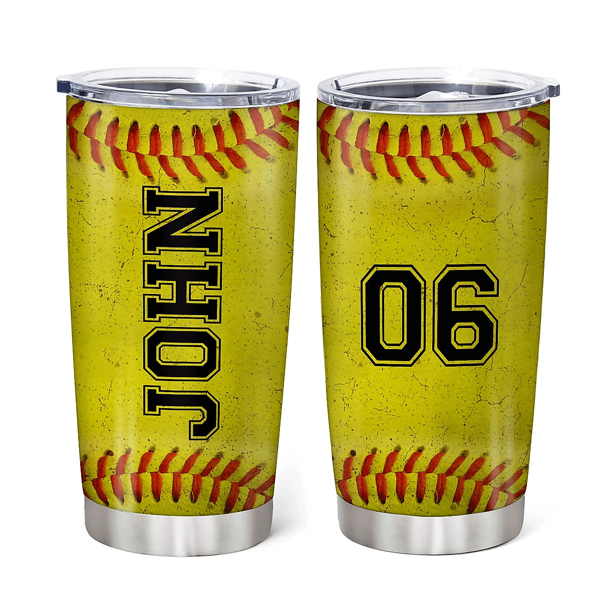 Hyturtle Personalized Softball Tumbler - Softball Print Custom Name Stainless Steel Tumbler 20oz With Straw Lid - Softball Gifts For Mom Women Men Fan Coach Sport Lovers Birthday Mother's Day