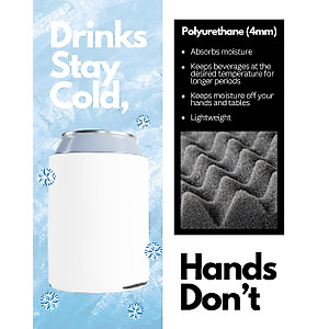 25 Pack White Blank Can Cooler Sleeves, Customizable Bulk Sublimation Can Coolers, Extra-Thick Collapsible Drink Insulator Sleeve, Beer Can Coolers for Party Beverages, PartyPrints