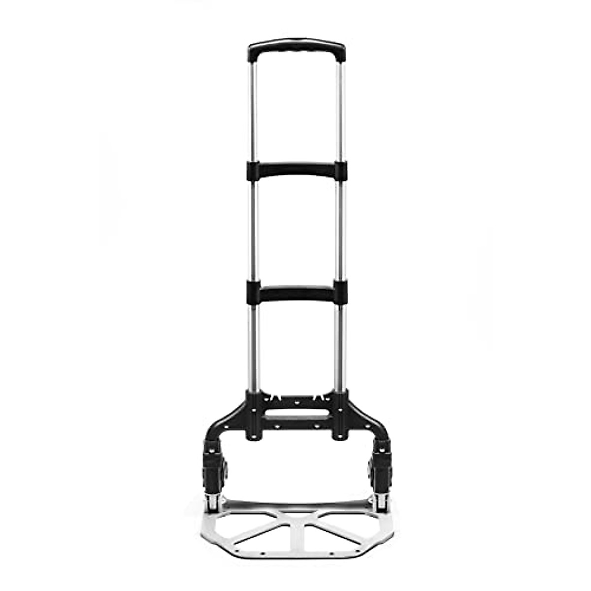 Caflower Folding Hand Truck,Sliver Aluminium Portable Folding Trolley with 3-Position Folding Pulley Handles, Load Capacity 175 lbs for Home, Office and Travel Use.Rubber Wheels