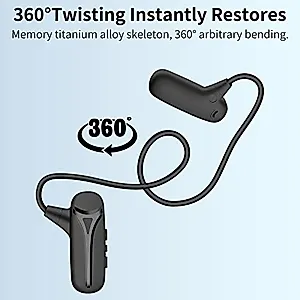 Bone Conduction Bluetooth Headphones, Wireless Open-Ear Headphones with Microphone, Sports Headset Sweatproof Noise-Canceling Earphones for Running, Outdoor, Cycling, Driving, Hiking, Gym-Black