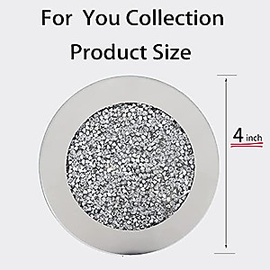 ToPToToo Mirrored Coaster for Drinks，Crushed Diamond Cup Coasters 4 Pack with Holder,Crystal Glass Round Coasters for Coffee Table Decor on Tabletop(4 X 4Inch)