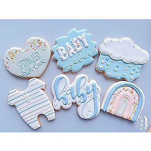 Baby Shower Cookie Cutters,Cute Shapes of Onesie, Bib, Plaque/Frame,Baby Bottle, Baby Carriage for Baby Showers, Reveal Parties with Receipe Book